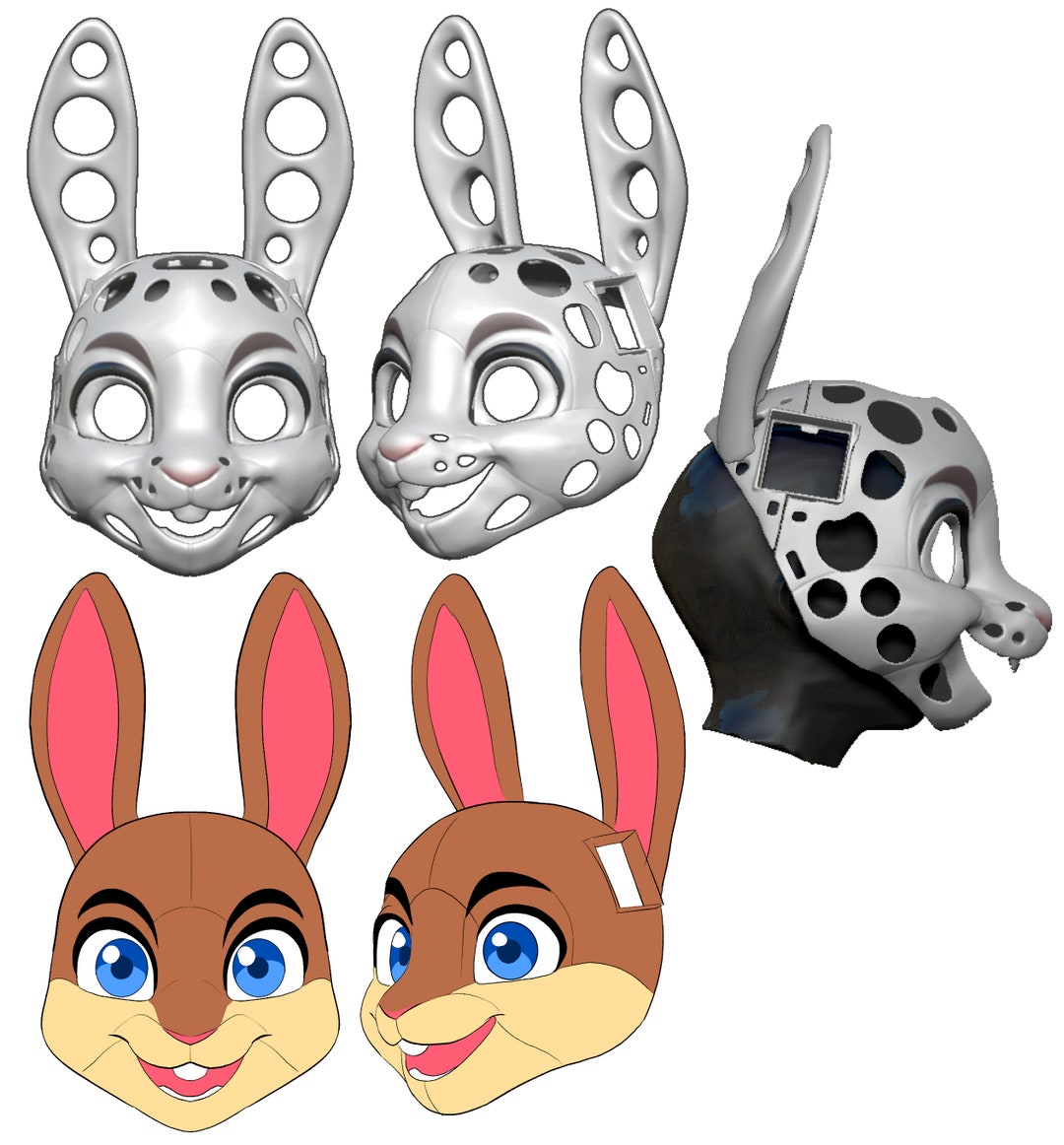 DIGITAL ITEM: Rabbit Fursuit Head Stls - Fan Mount, Removable Teeth ...