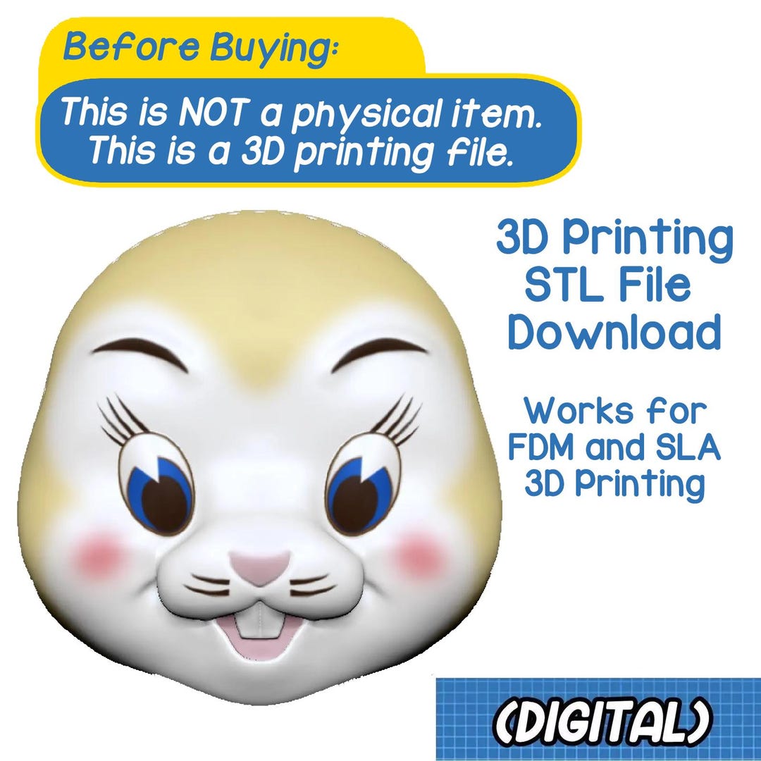 DIGITAL - Cheeky Bunny Art Doll Face STL - 3D Printable Art Doll Parts ...
