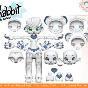 April Patreon Reward DIGITAL .STL + Video Tutorial Leo Lion Kabbit ...