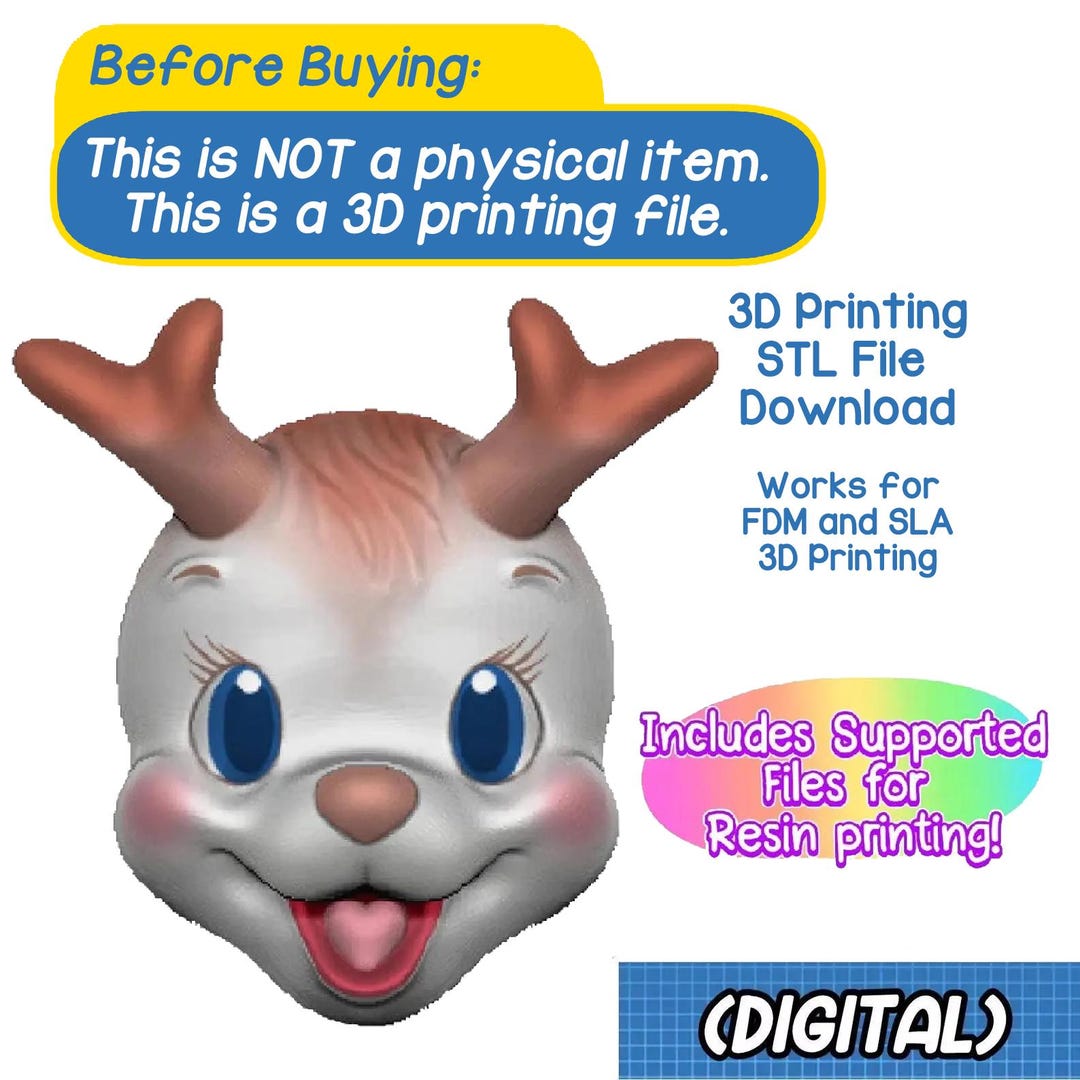 DIGITAL - Rushton Deer Art Doll Face STL - 3D Printable Art Doll Parts ...