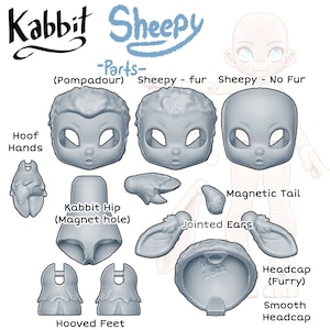 DIGITAL .STL - Additional Sheepy Parts With Jointed Ears and Hooves for ...