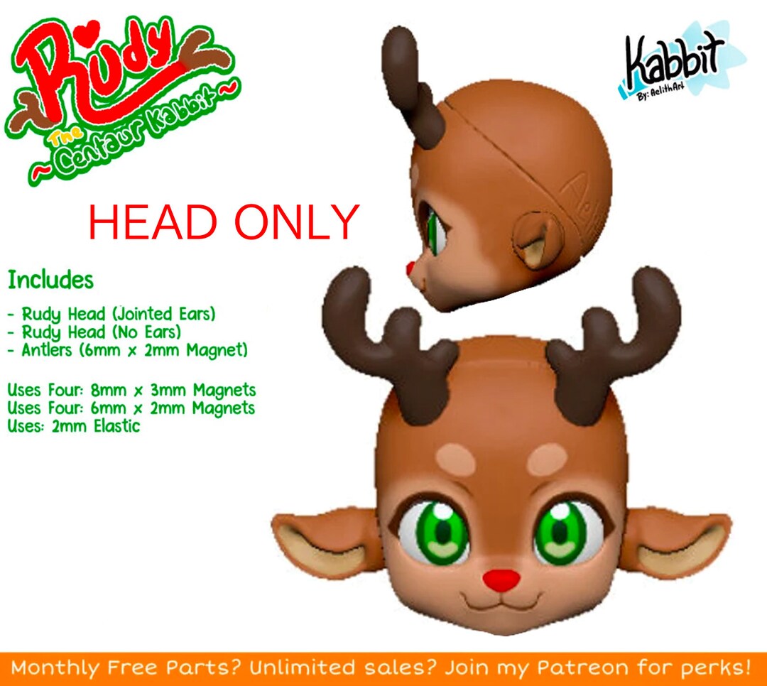 Rudy Kabbit Head STL: 3D Printed BJD Base (26-28cm) - Etsy