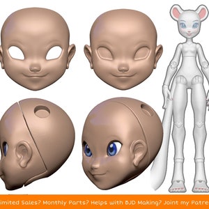 DIGITAL .STL - Human Faceplate for Runway Rodent BJD - 3D Printed Stl ...