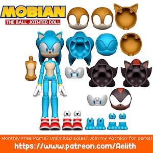 DIGITAL .STL Mobian 36cm - 3D Printed Ball Jointed Doll Base - PLA ...