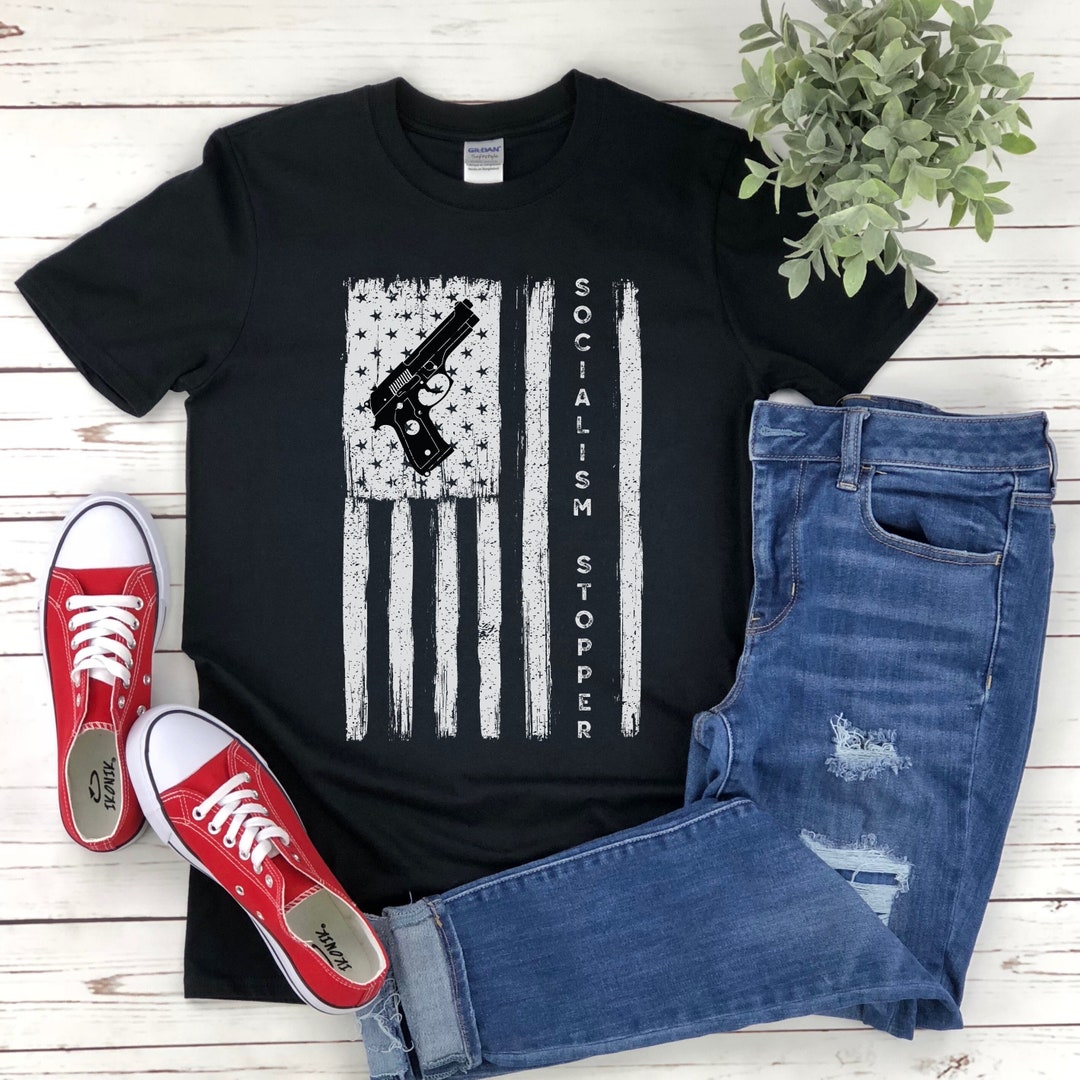 Socialism Stopper Pro Guns Shirt, Vintage USA Flag 2nd Amendment ...