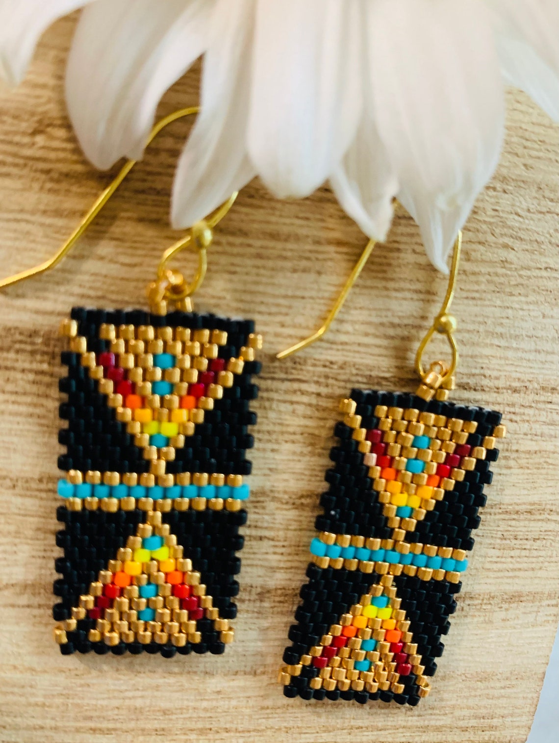 Double Arrowhead Beaded Earrings, - Etsy