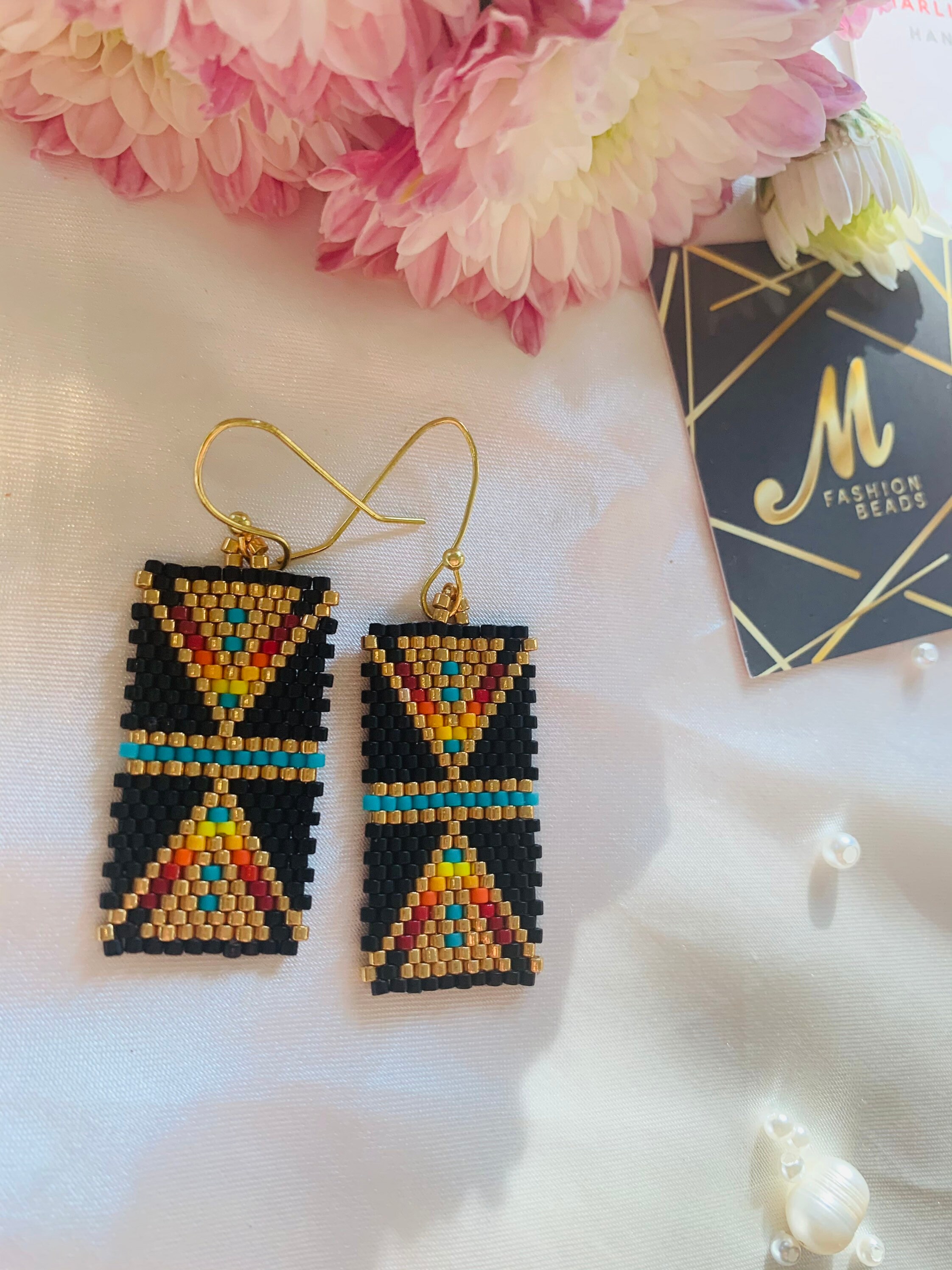 Double Arrowhead Beaded Earrings, - Etsy