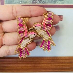 Colorful Flying Hummingbird Earrings Handmade Dangle Seed Bead, Best ...