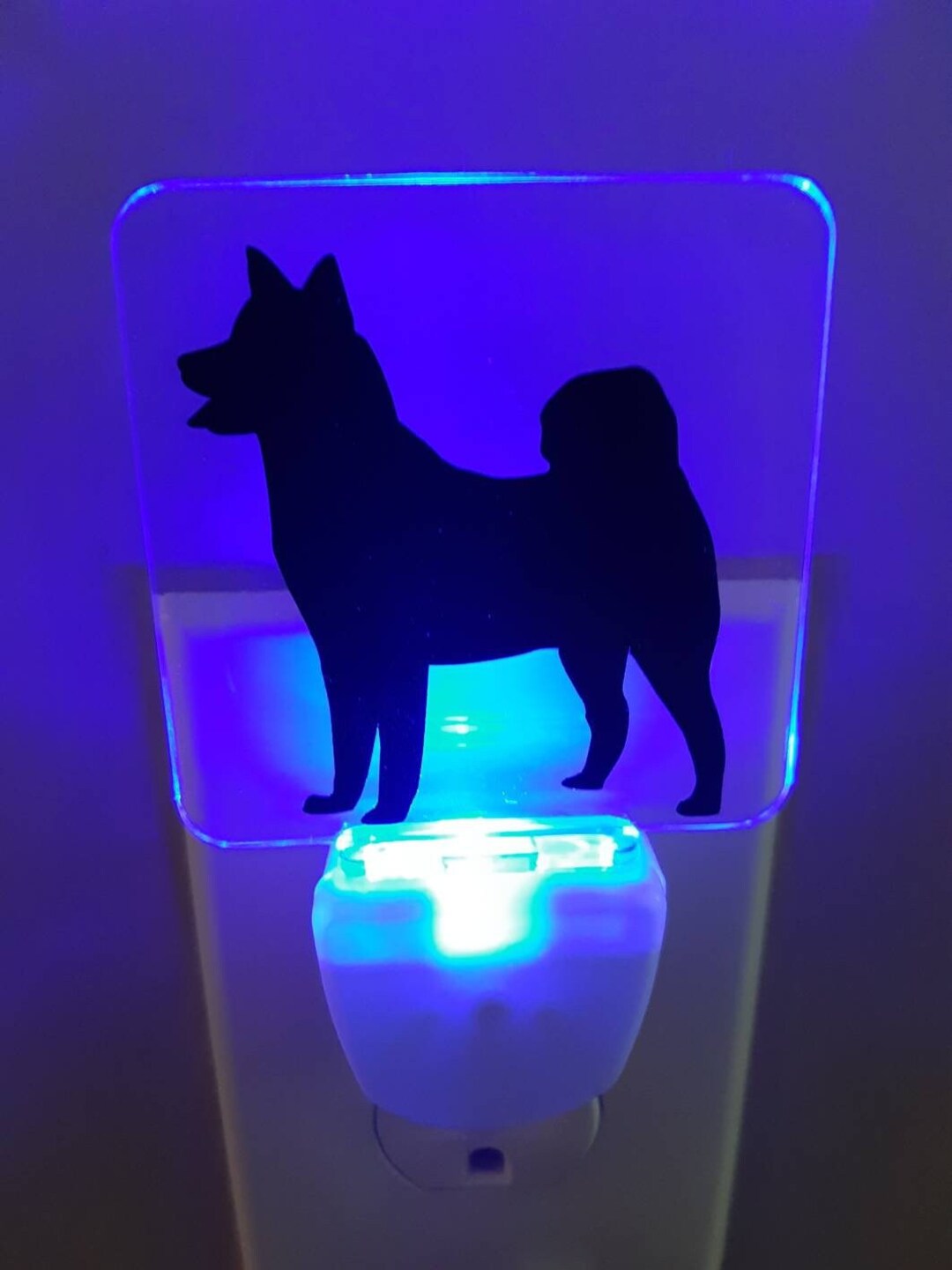 Dog Silhouette Blue LED Night Light- Pitbull Husky Westie Labrador ...