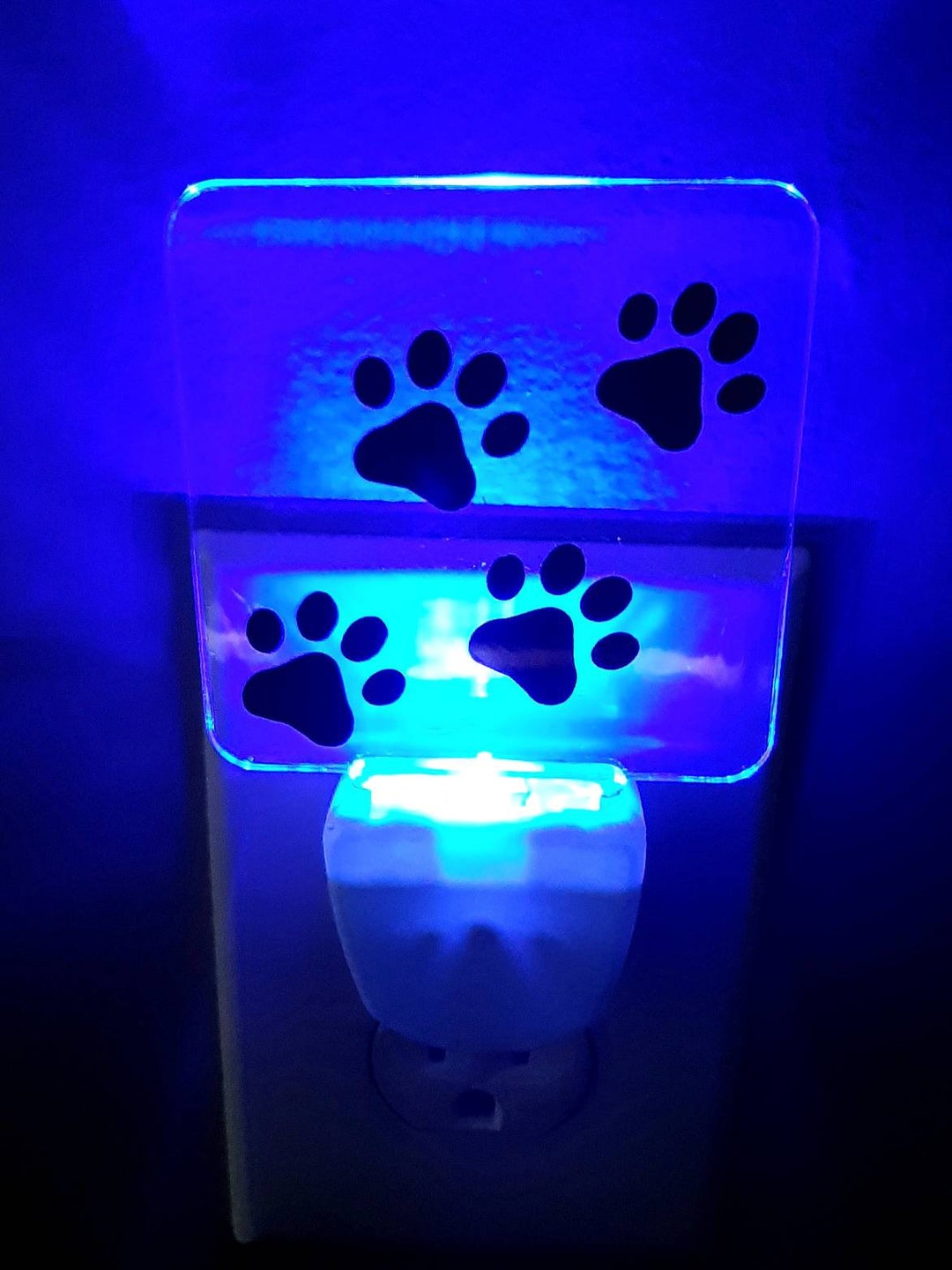 Dog / Cat Paws Pawprint Silhouette Blue LED Night Light Gift for Cat ...