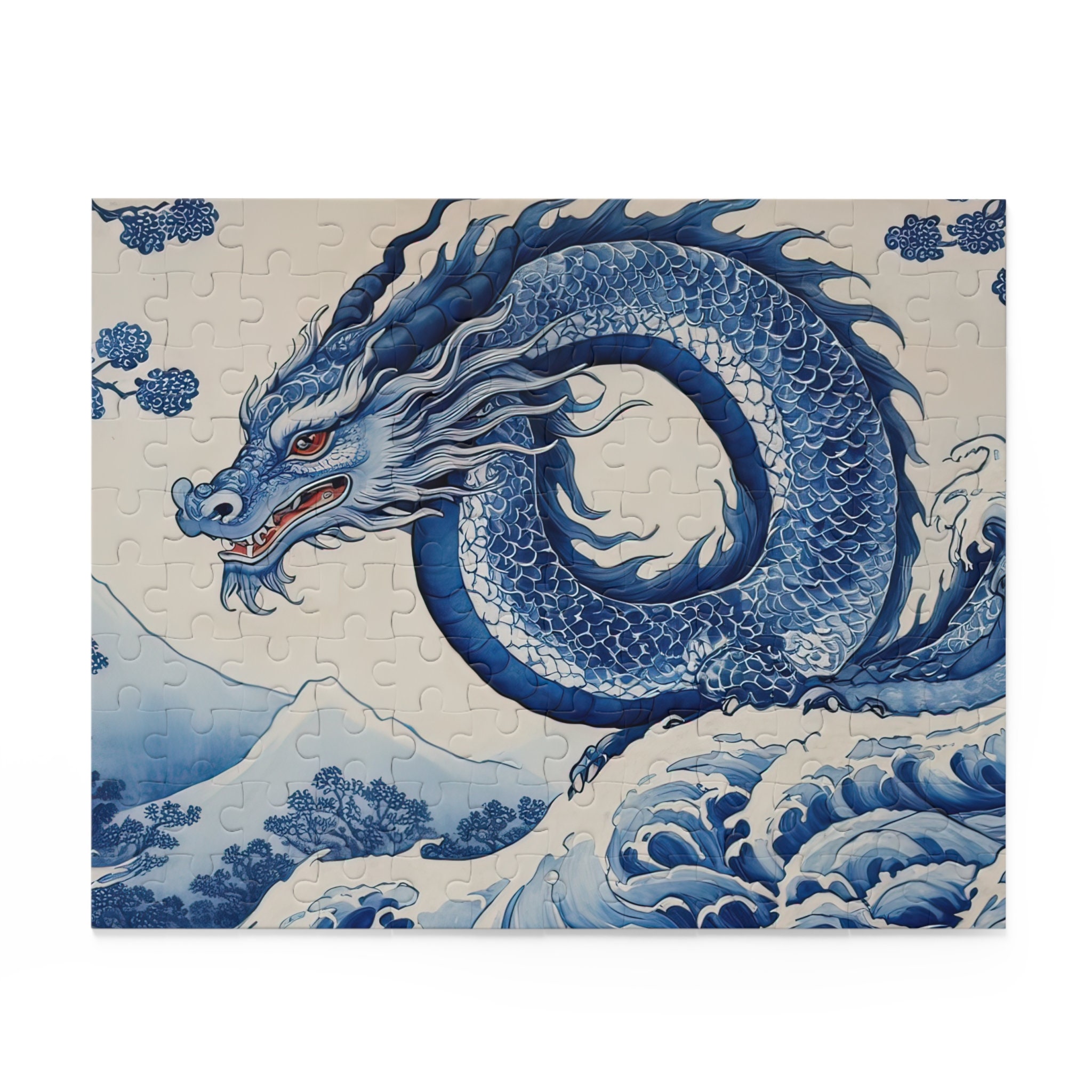 Majestic Blue Dragon Puzzle Traditional Chinese Art Jigsaw for Culture ...