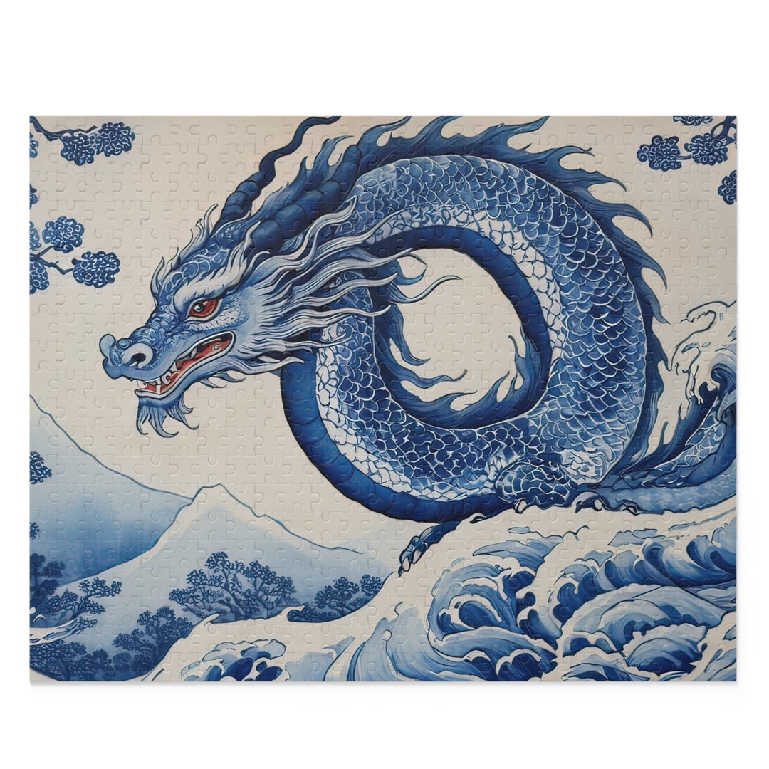Majestic Blue Dragon Puzzle Traditional Chinese Art Jigsaw for Culture ...