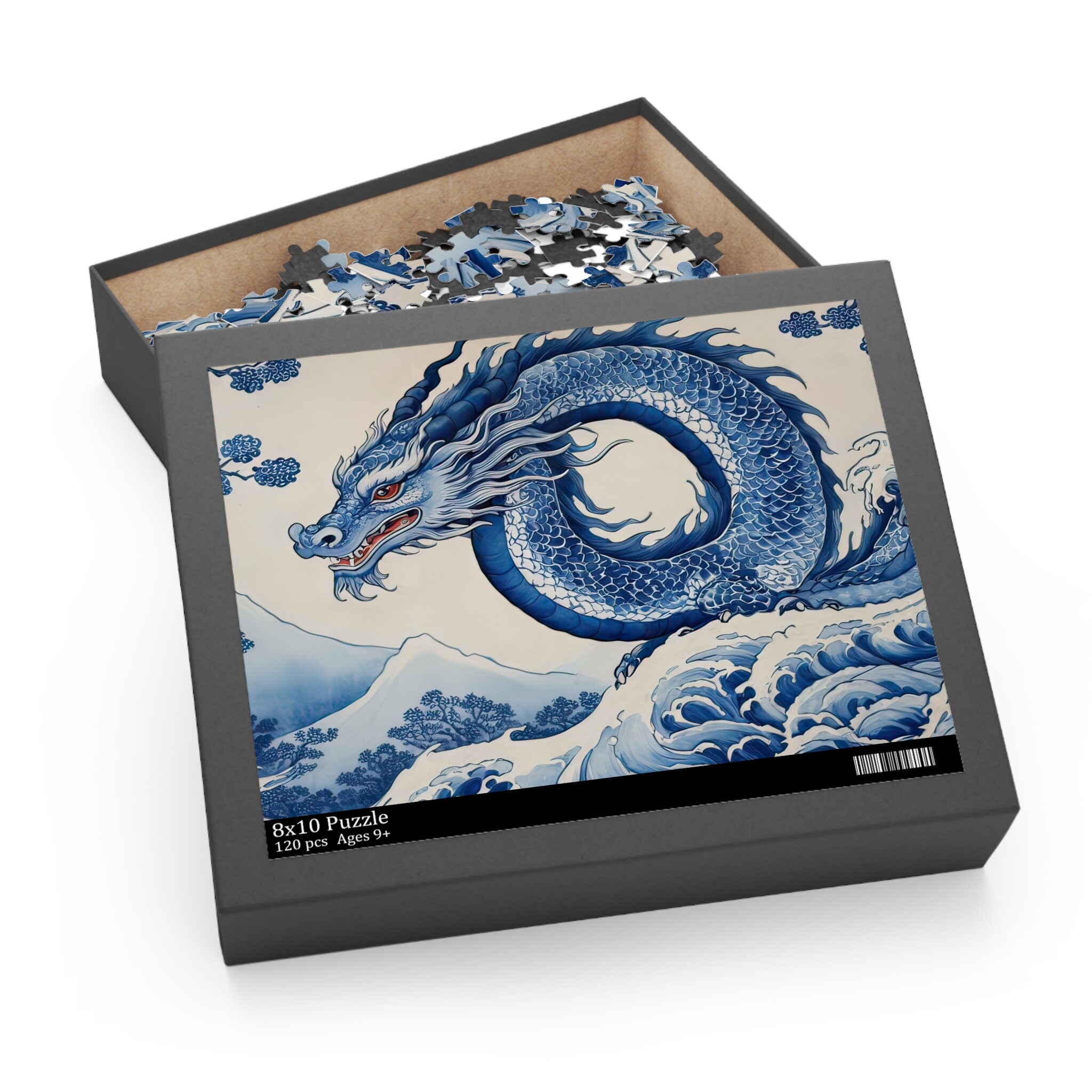 Majestic Blue Dragon Puzzle Traditional Chinese Art Jigsaw for Culture ...