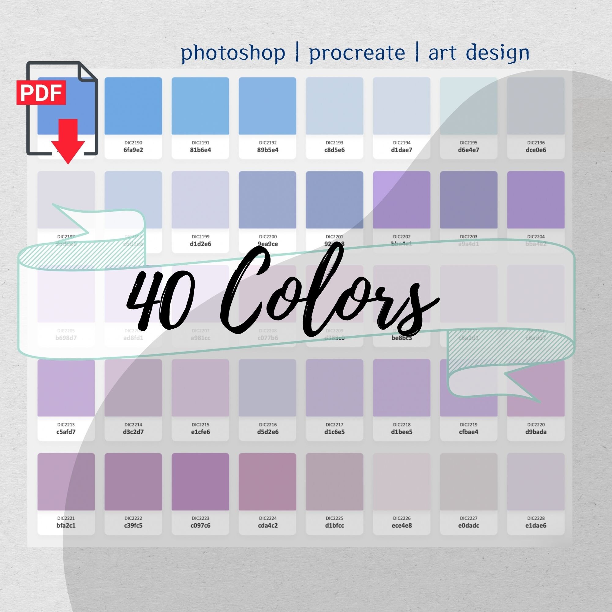 40 Color Palette Swatches Pdf Hex Code Instant Download Procreate ...