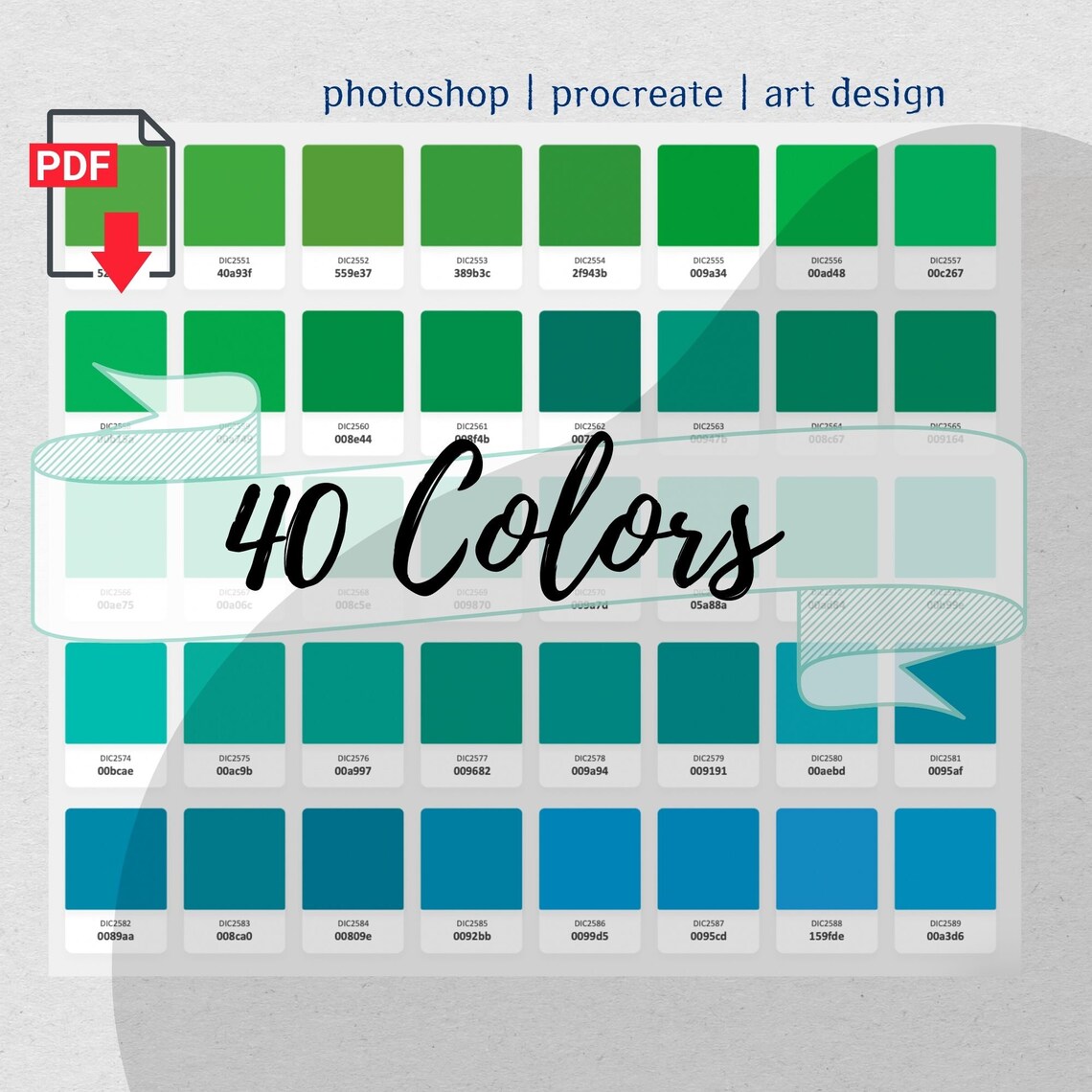 40 Color Palette Swatches Pdf Hex Code Instant Download Procreate ...