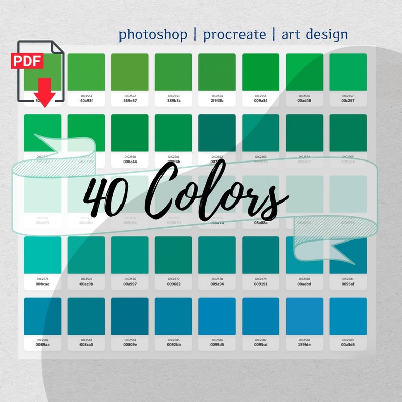 40 Color Palette Swatches Pdf Hex Code Instant Download Procreate ...