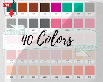 40 Color Palette Swatches Pdf Hex Code Instant Download - Etsy