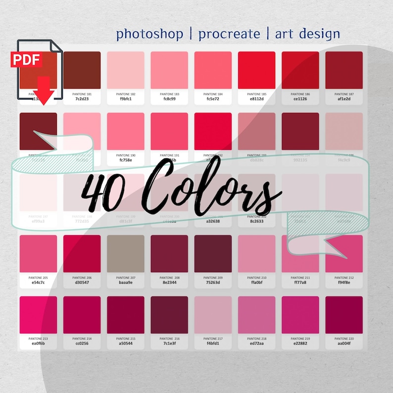 40 Color Palette Swatches Pdf Hex Code Instant Download Procreate ...