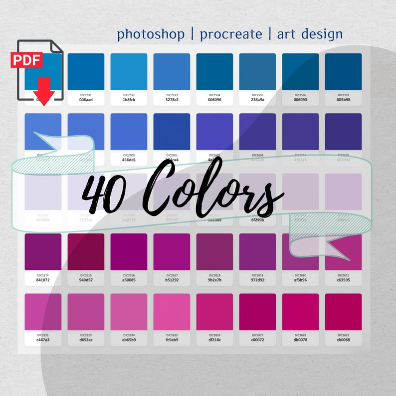 40 Color Palette Swatches Pdf Hex Code Instant Download Procreate ...