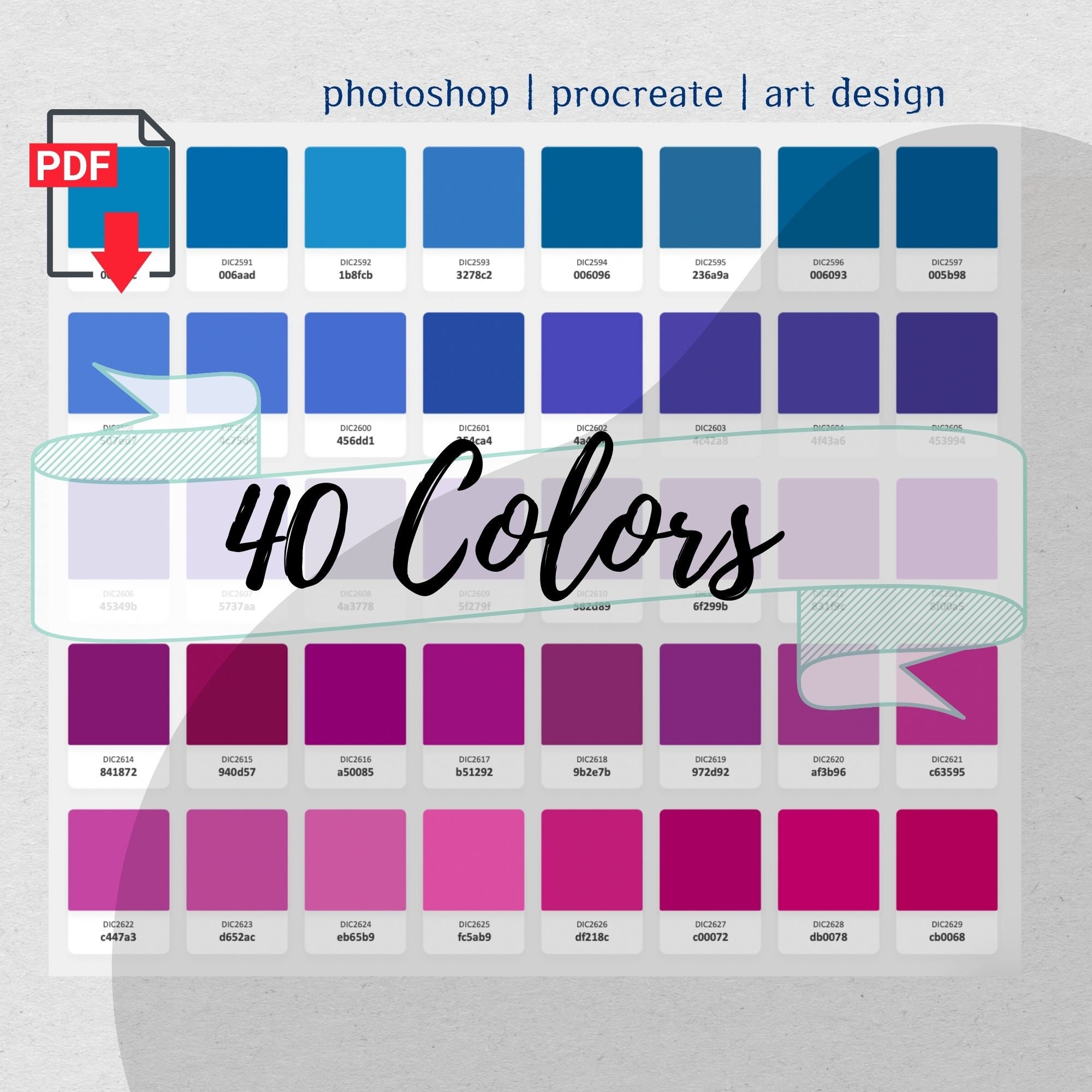 40 Color Palette Swatches Pdf Hex Code Instant Download Procreate ...