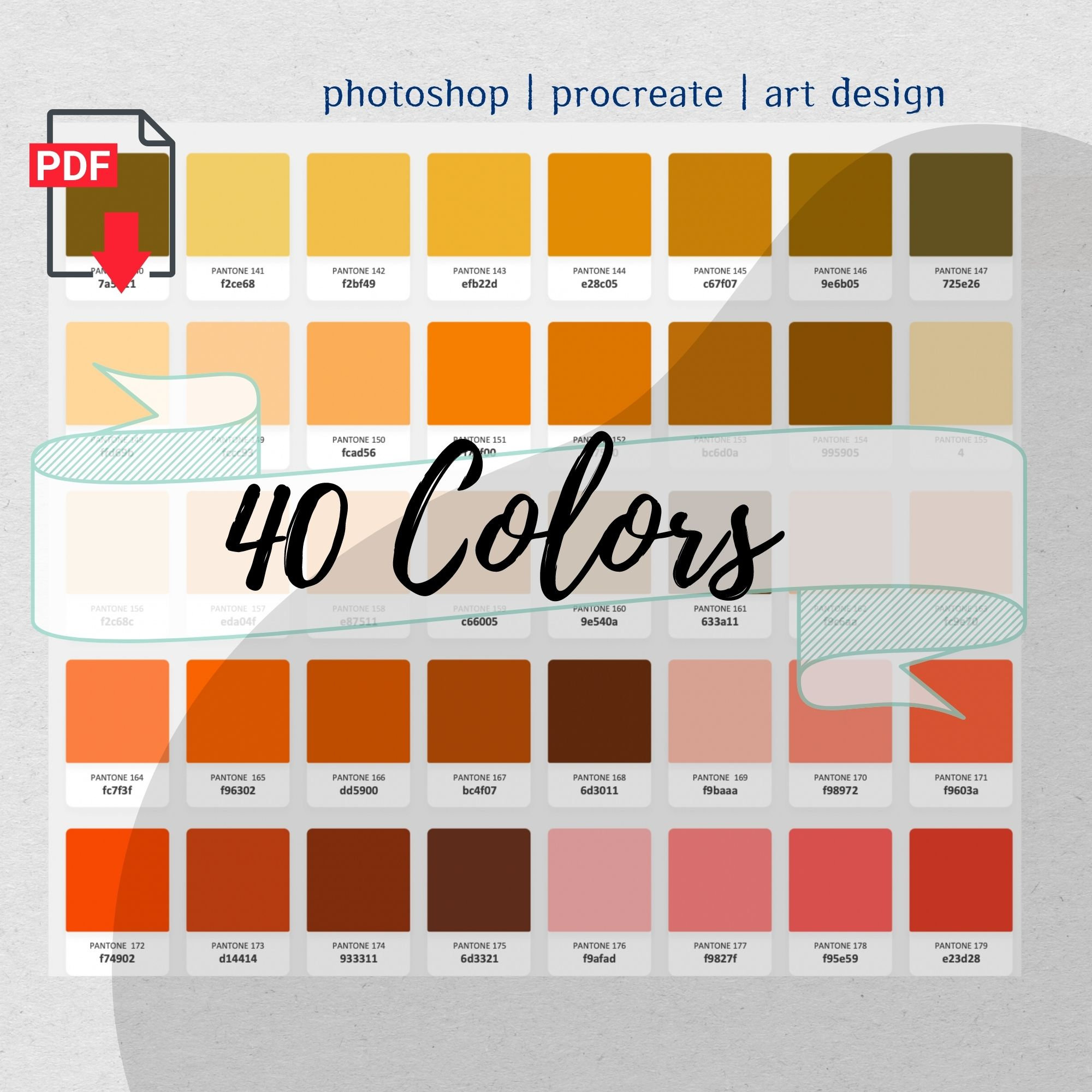 40 Color Palette Swatches Pdf Hex Code Instant Download Procreate ...