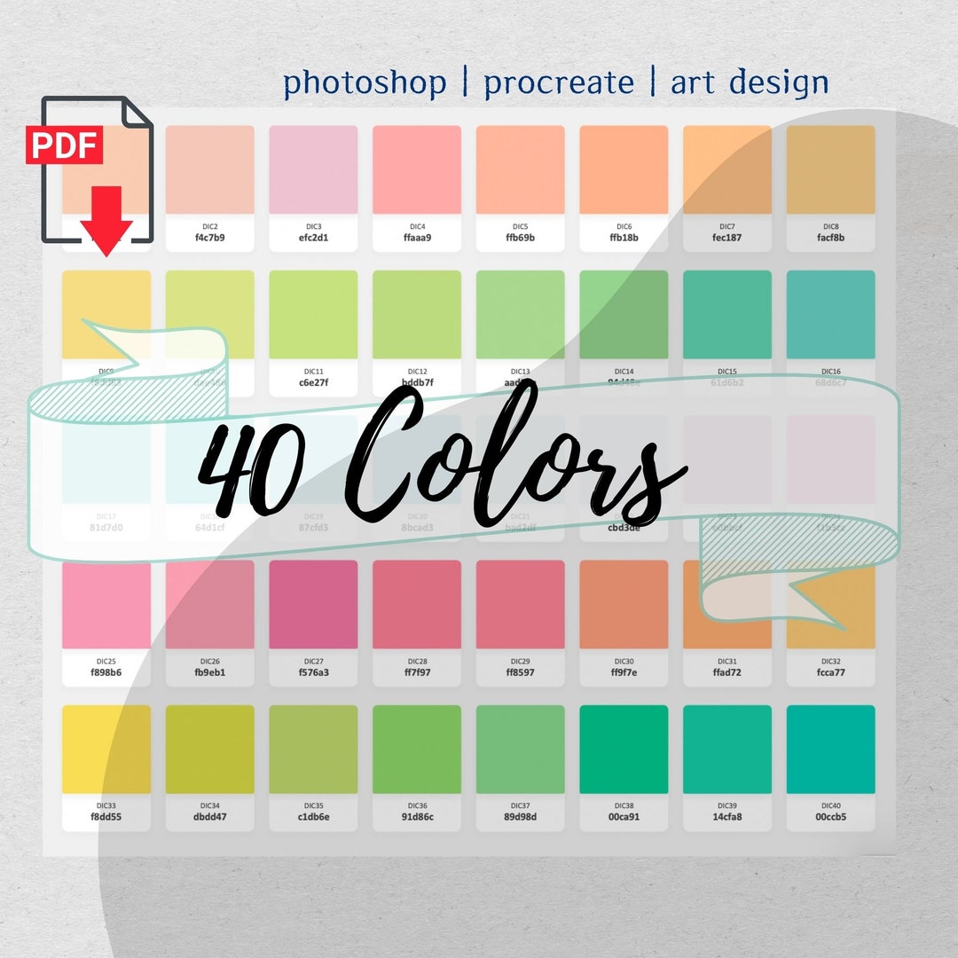 40 Color Palette Swatches Pdf Hex Code Instant Download Procreate ...