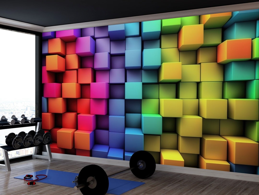 3d Cubes Wall, AI Generated Wallpaper, Removable Peel and Stick ...