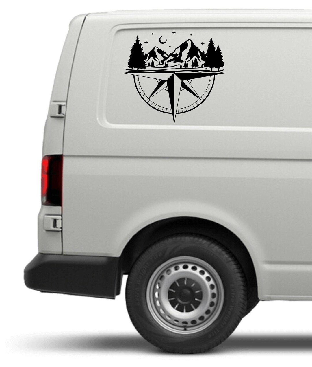 Van Decal, Mountains and Compass, Camper Van Decal, Vehicle Decal ...