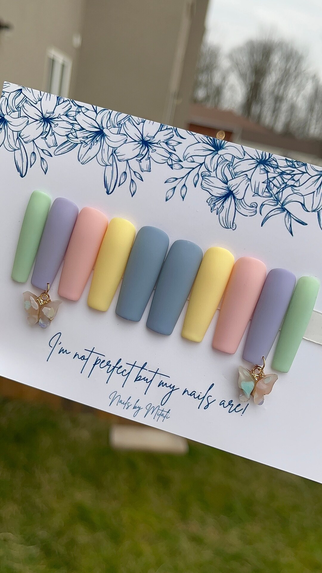 Pastel Dream Press on Nails Butterfly Dangle Charm Press on - Etsy