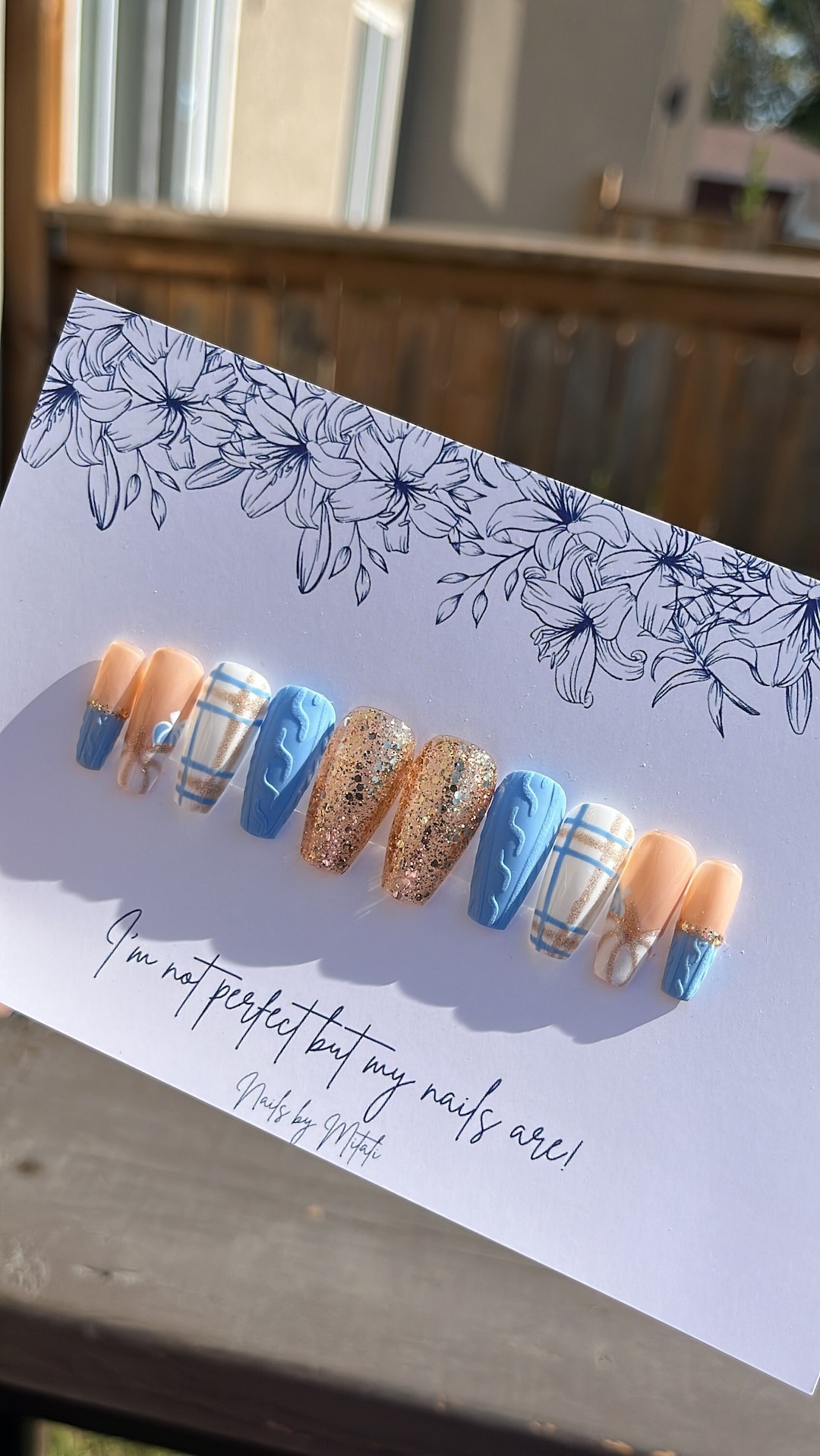 Happy Fall Press on Nails | Sky Blue Press on Nails | Plaid Press on ...