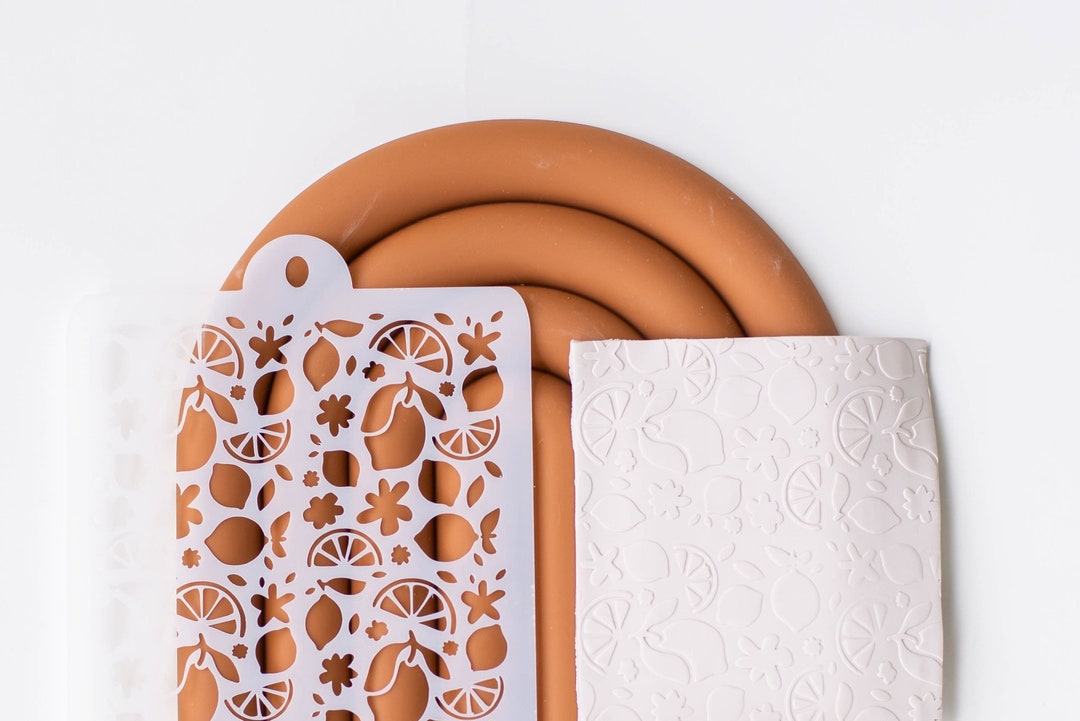 Lemon Pattern Stencil for Polymer Clay Citrus Stencil Clay Texture ...