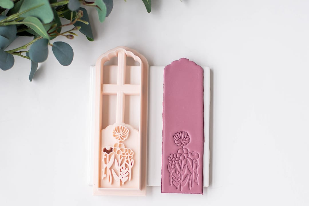 Clay Bookmark Cutter and Stamp Floral Bookmark Bookmark Cutter Floral ...