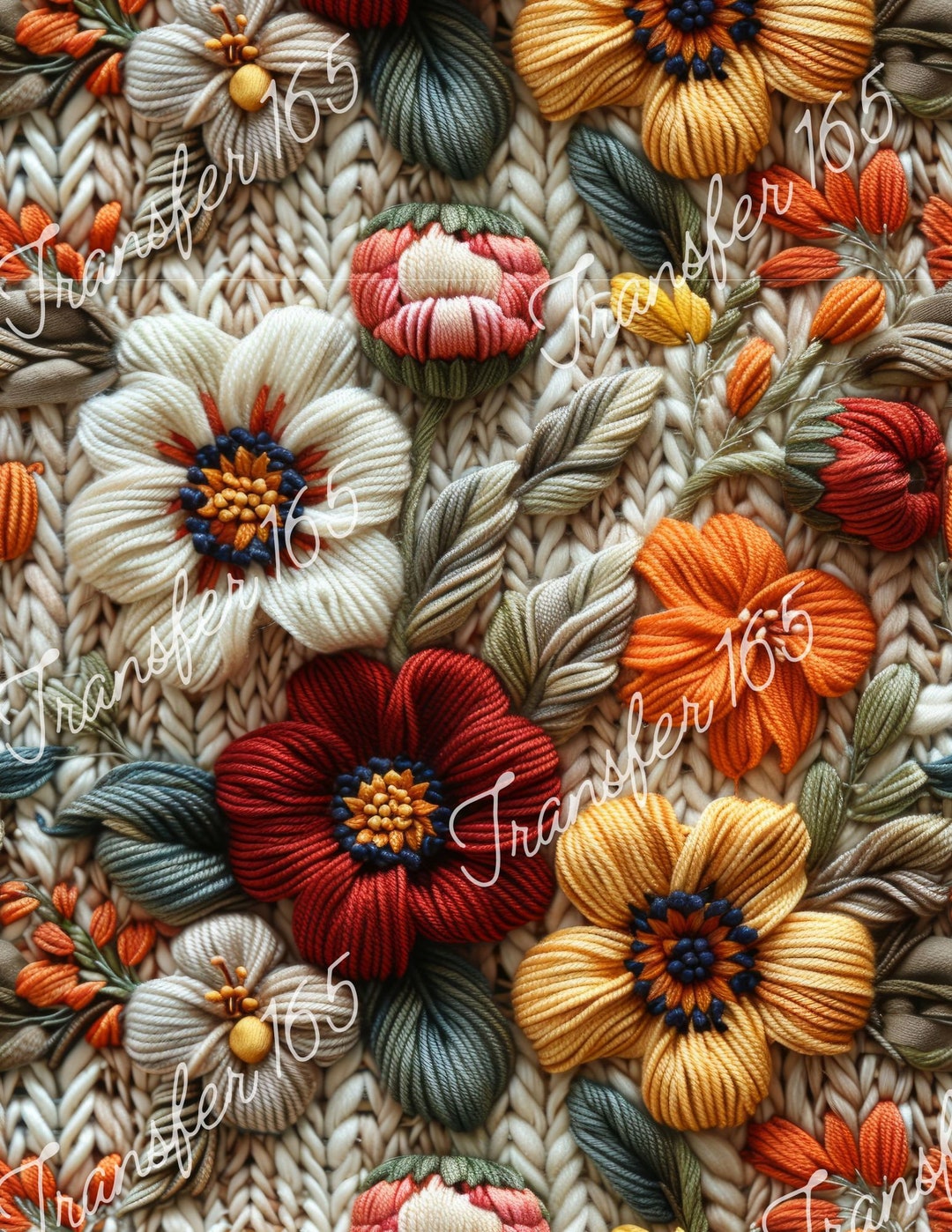 TP165 | Embroidery Look Floral Transfer for Polymer Clay | Large Floral ...