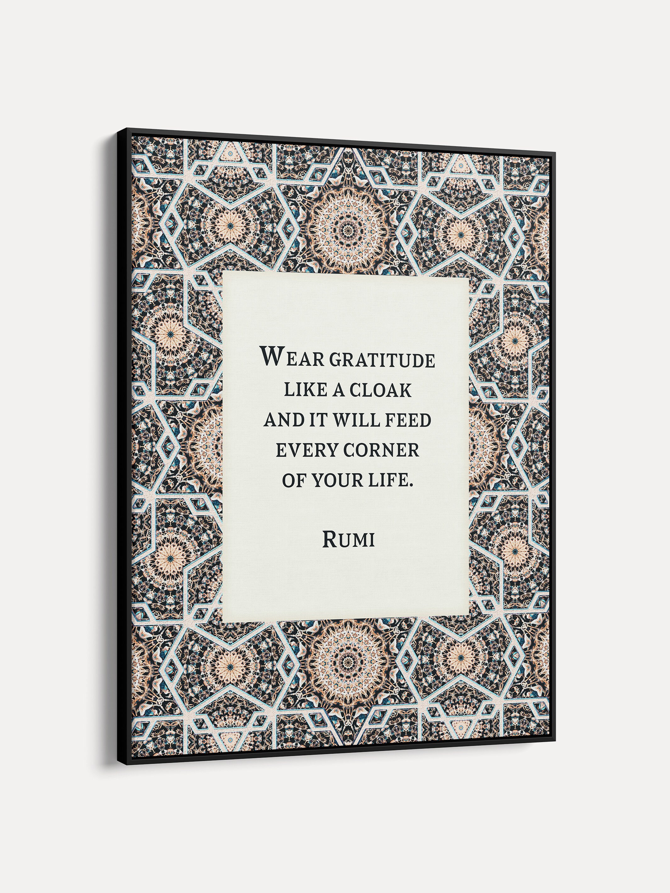 Gratitude WALL ART Rumi Poem, Geometric Pattern, Poetry Wall Decor ...