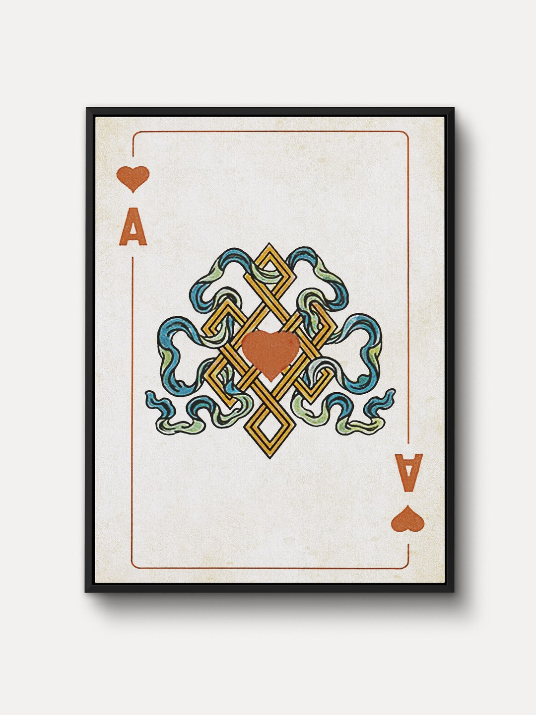 Ace of Hearts WALL ART - Playing Cards Canvas Art Print, Vintage Cards ...