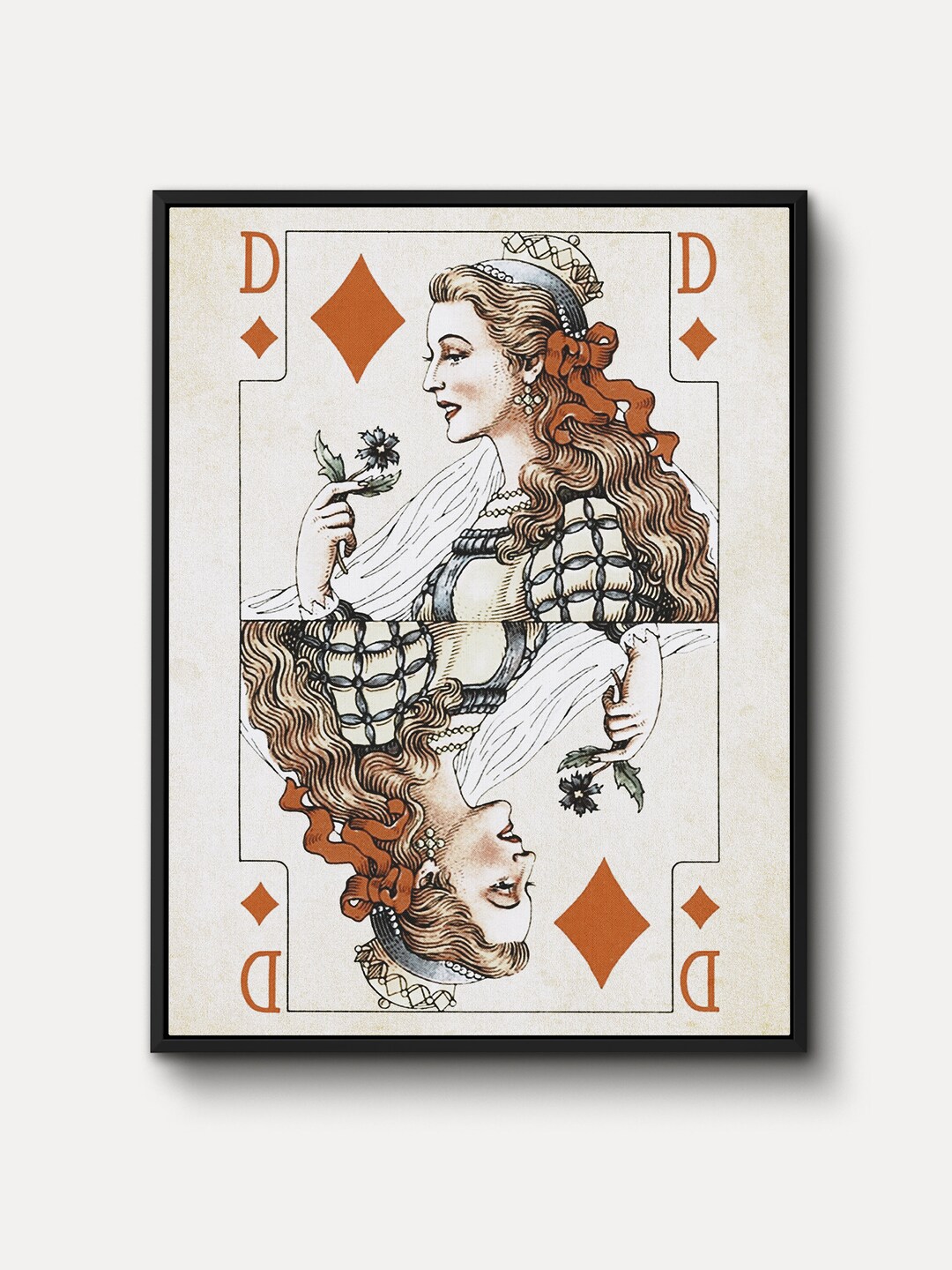 Queen of Diamonds WALL ART - Playing Cards Art Print, Vintage Queen ...