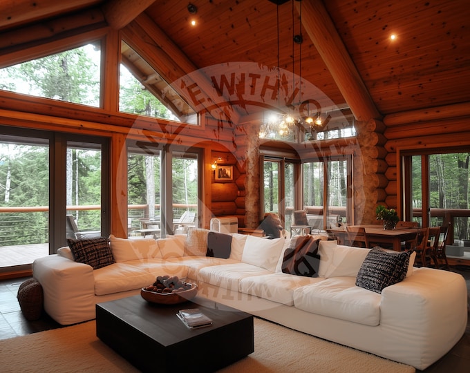 Modern Log Cabin Virtual Background for Microsoft Teams Zoom Webex ...