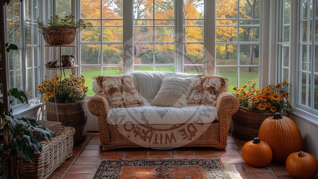 Autumn Sunroom Virtual Background for Microsoft Teams Zoom Webex Google ...