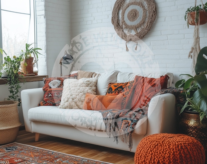 Autumn Boho Chic Living Room Virtual Background for Microsoft Teams ...
