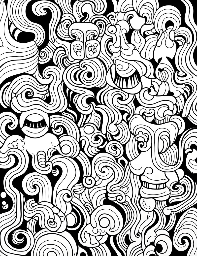 40 Printable Adult Coloring Pages - Hi-res Psychedelic Art - Etsy