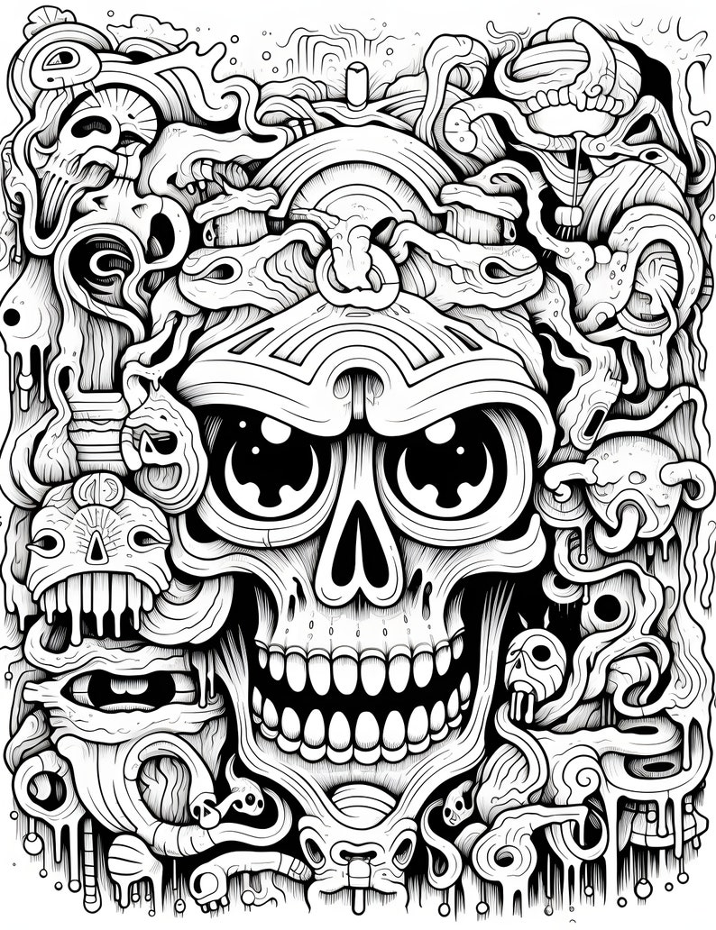 40 Printable Adult Coloring Pages - Hi-res Psychedelic Art - Etsy