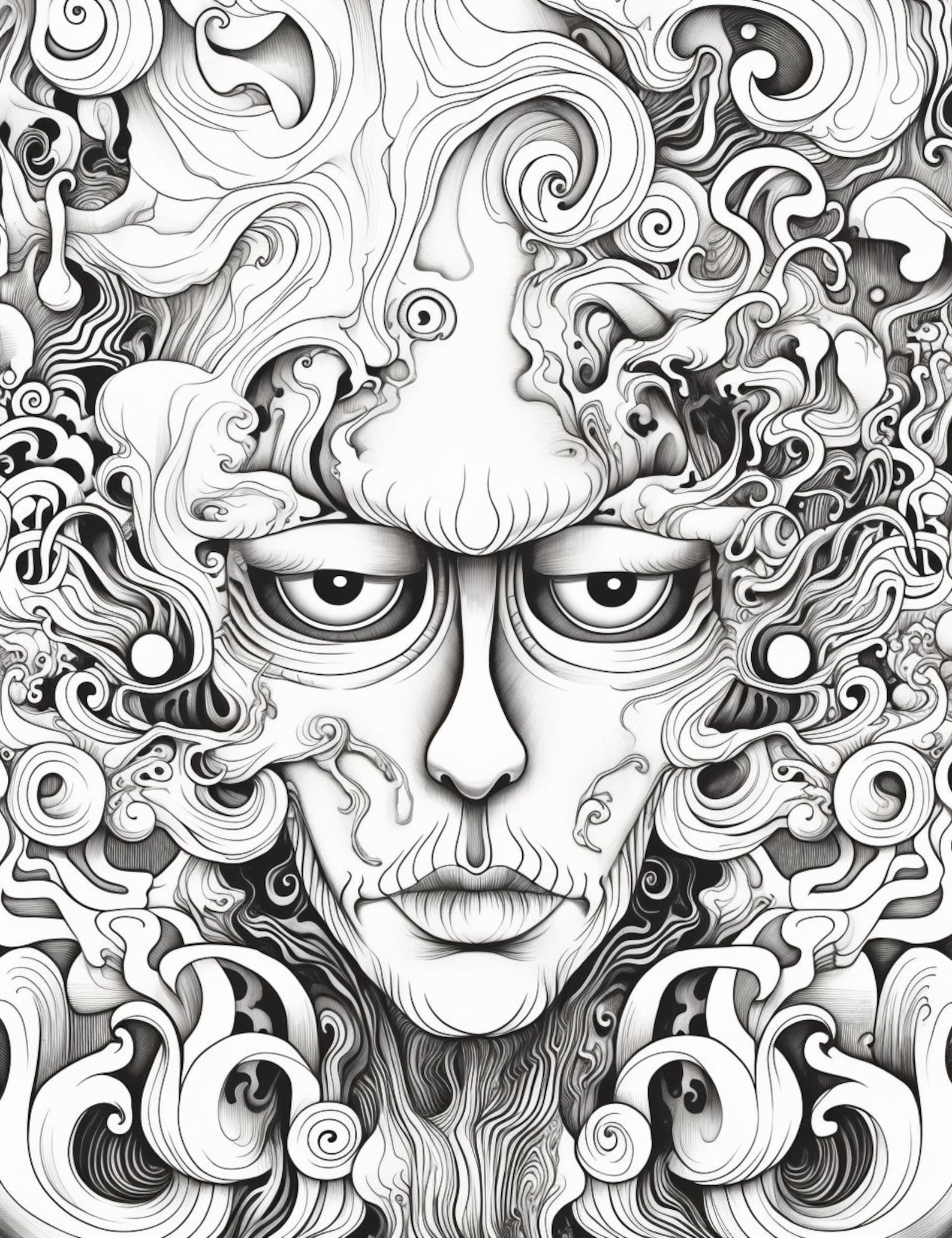 40 Printable Adult Coloring Pages - Hi-res Psychedelic Art - Etsy