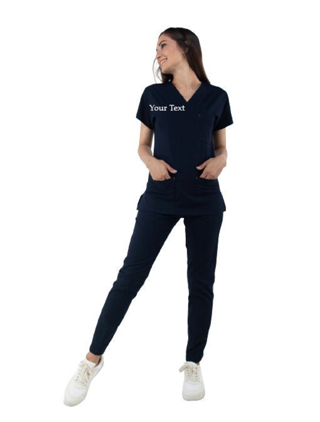 Navy Blue Lycra Flexible Flex Scrub Set,comfortable Quality Scrub Set ...