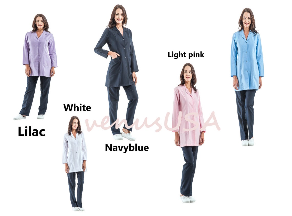 Light Pink Colorful Lab Coatslab Coatsembroidered | Etsy