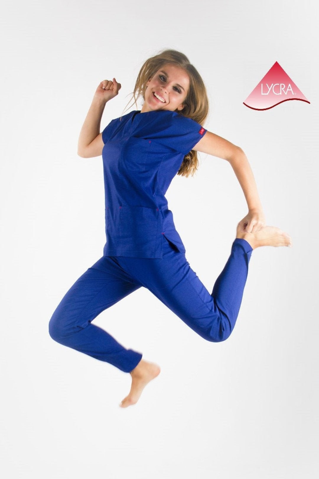 Lycra Indigo Scrub Set,personalized,flexible Scrub,embroidered Scrub ...