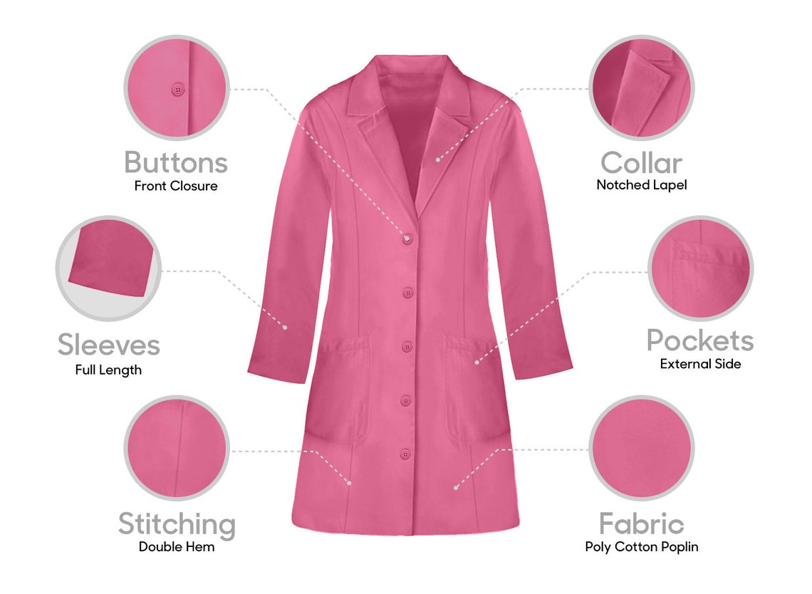 Light Pink Colorful Lab Coatslab Coatsembroidered | Etsy