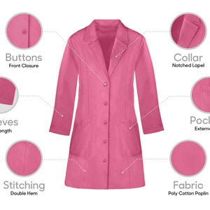Light Pink, Colorful Lab Coats,lab Coats,embroidered Personalized Lab ...