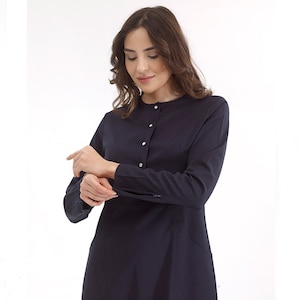 Navy Blue Lux Lycra Zippered Hijab Suit,muslim Scrubs Uniform,nurse ...