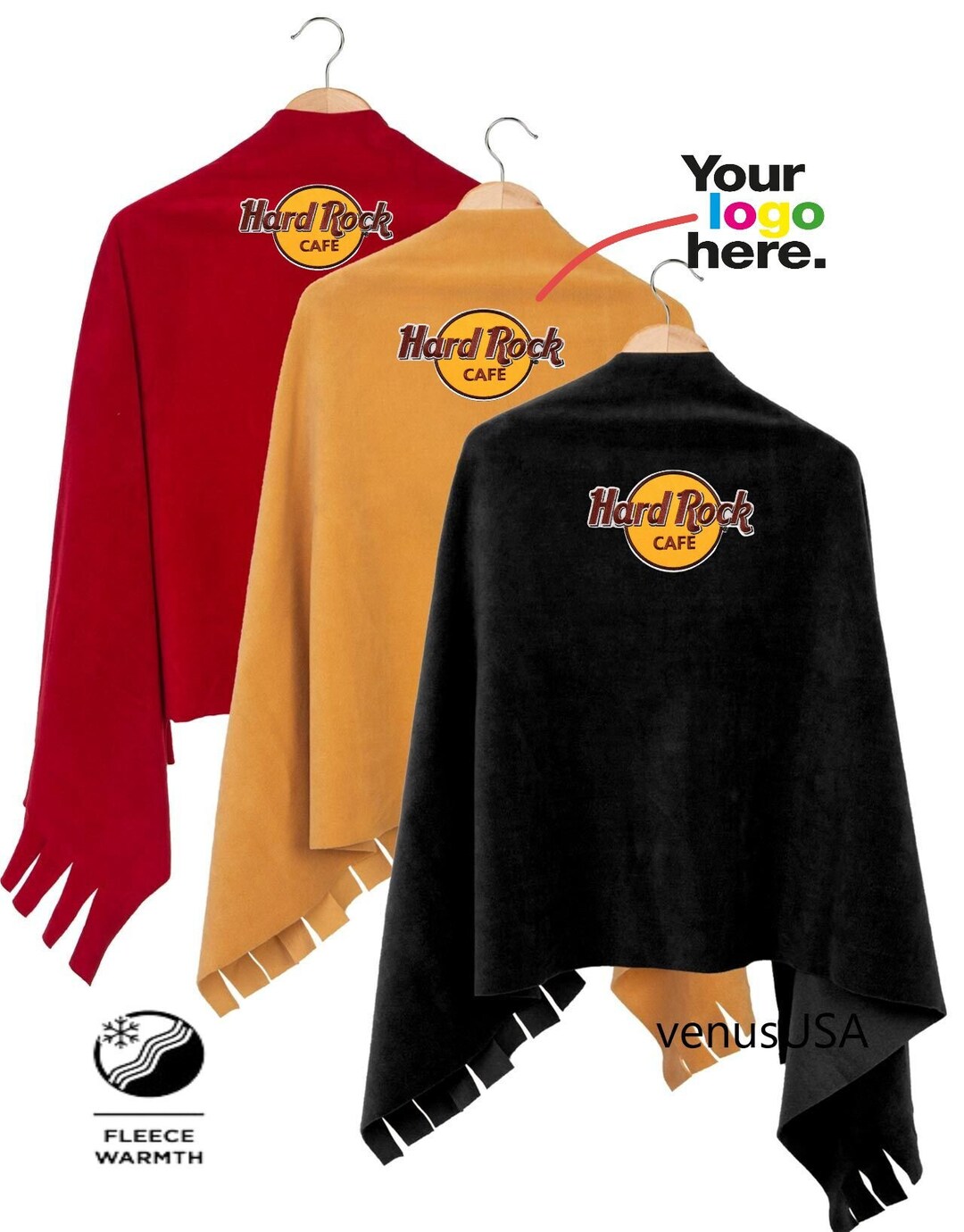 Logo Branded , Wrap, Poncho, Cape, Wearable Blanket, Shawl-fringe-anti ...