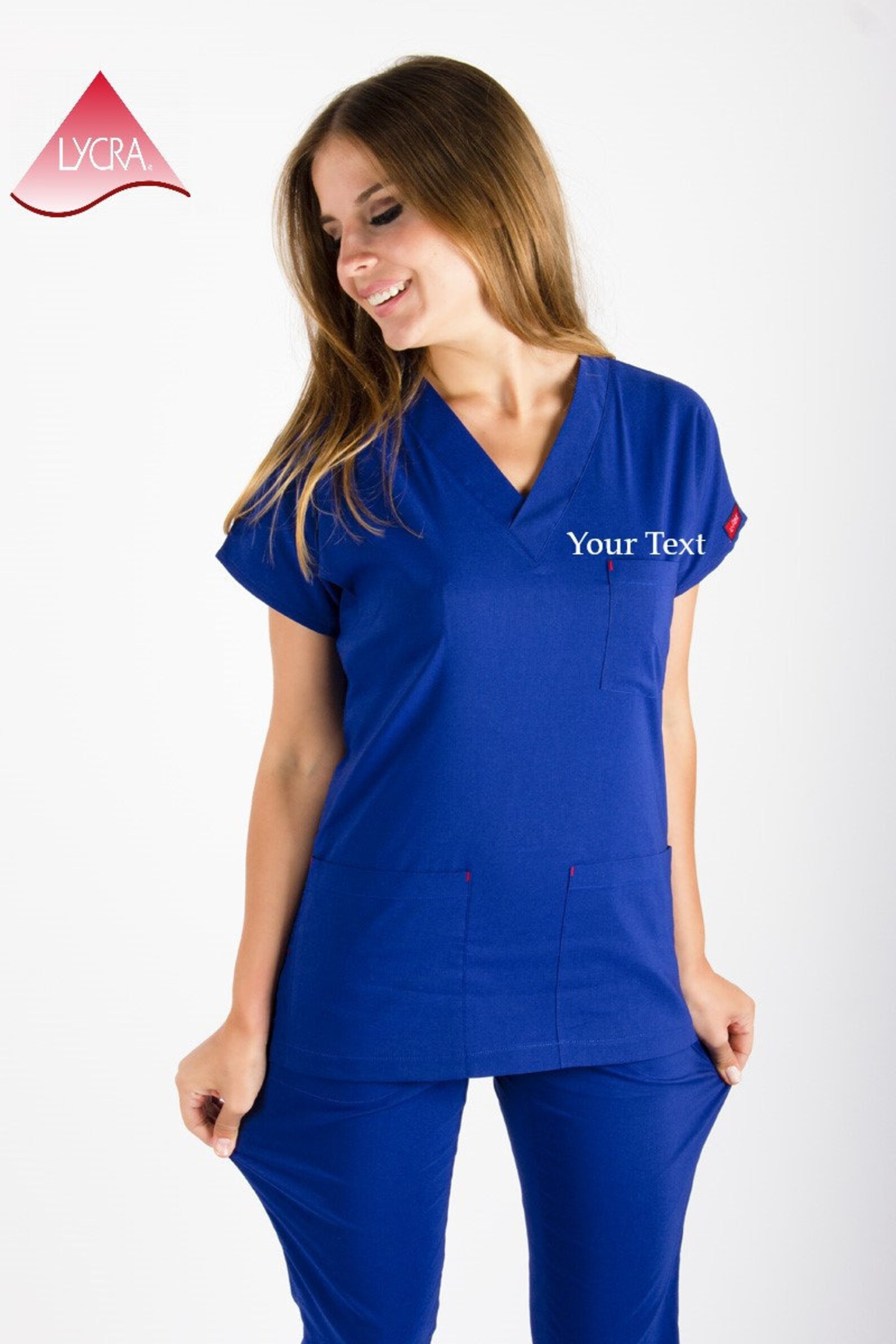 Lycra indigo Scrub SetPersonalizedFlexible scrubEmbroidered | Etsy